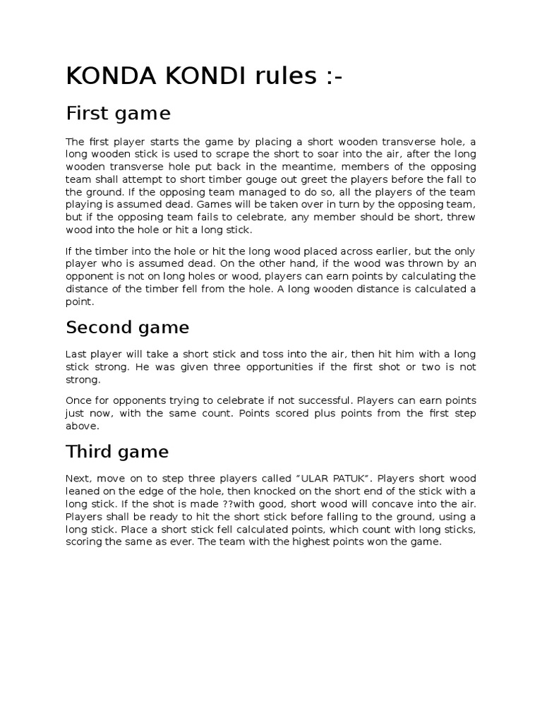 KONDA KONDI Rules | PDF