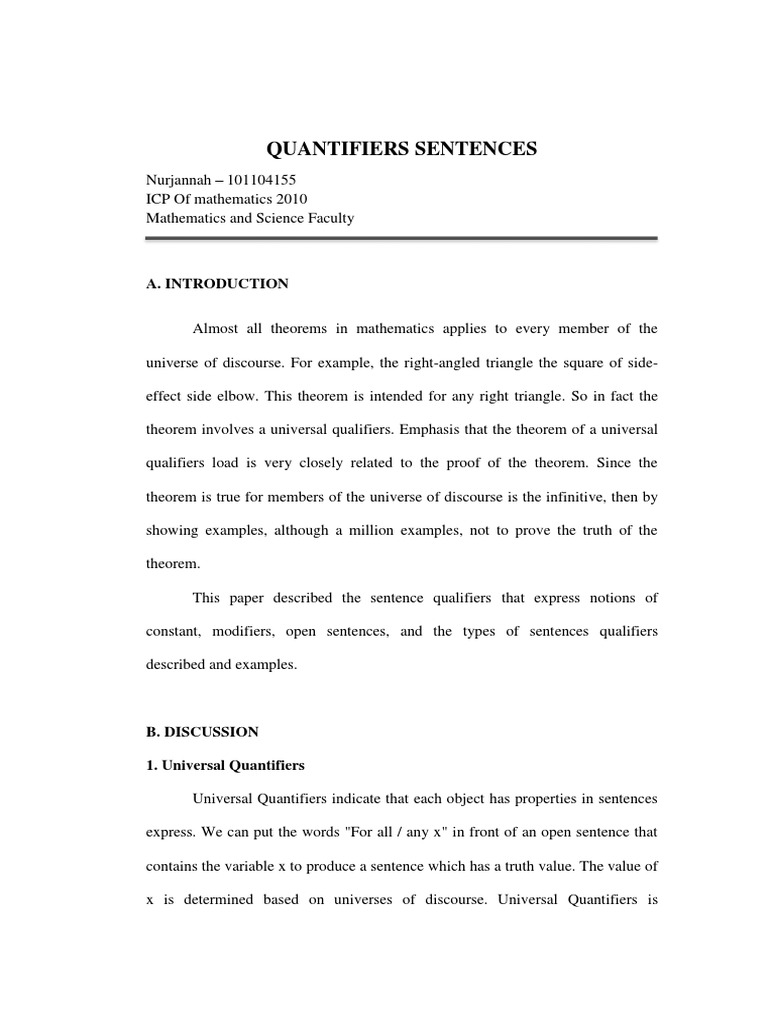 QUANTIFIERS SENTENCES.pdf | Interpretation (Logic) | Logic