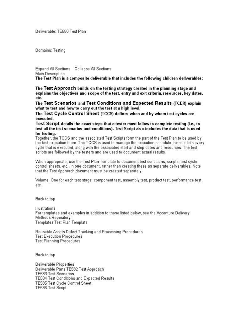 Test Approach Test Scenarios Test Conditions and Expected Results Test ...