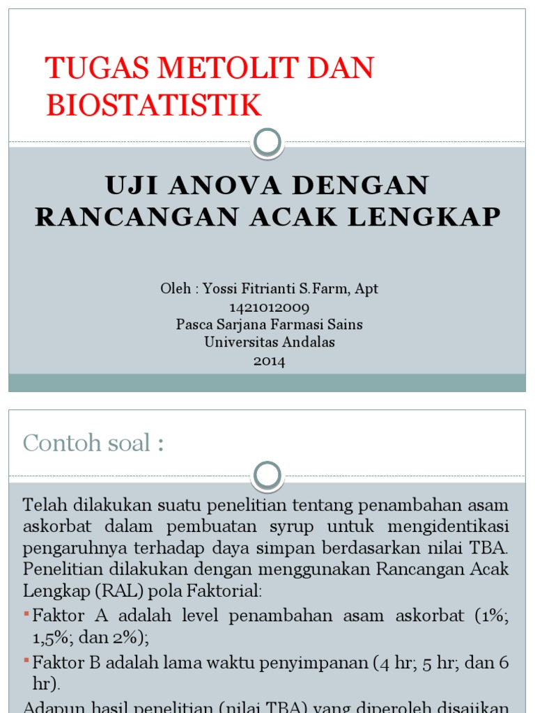 Uji Anova Metode Ral | PDF | Metode & Bahan Ajar