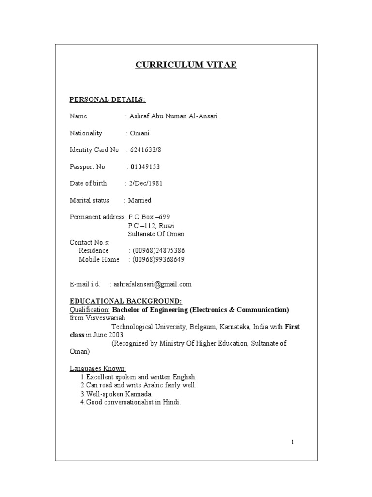 Ashraf Al-Ansari CV: Electronics Engineer | PDF | Engineering