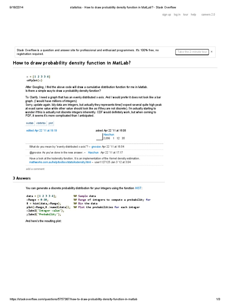 Statistics - How To Draw Probability Density Function in MatLab | PDF ...