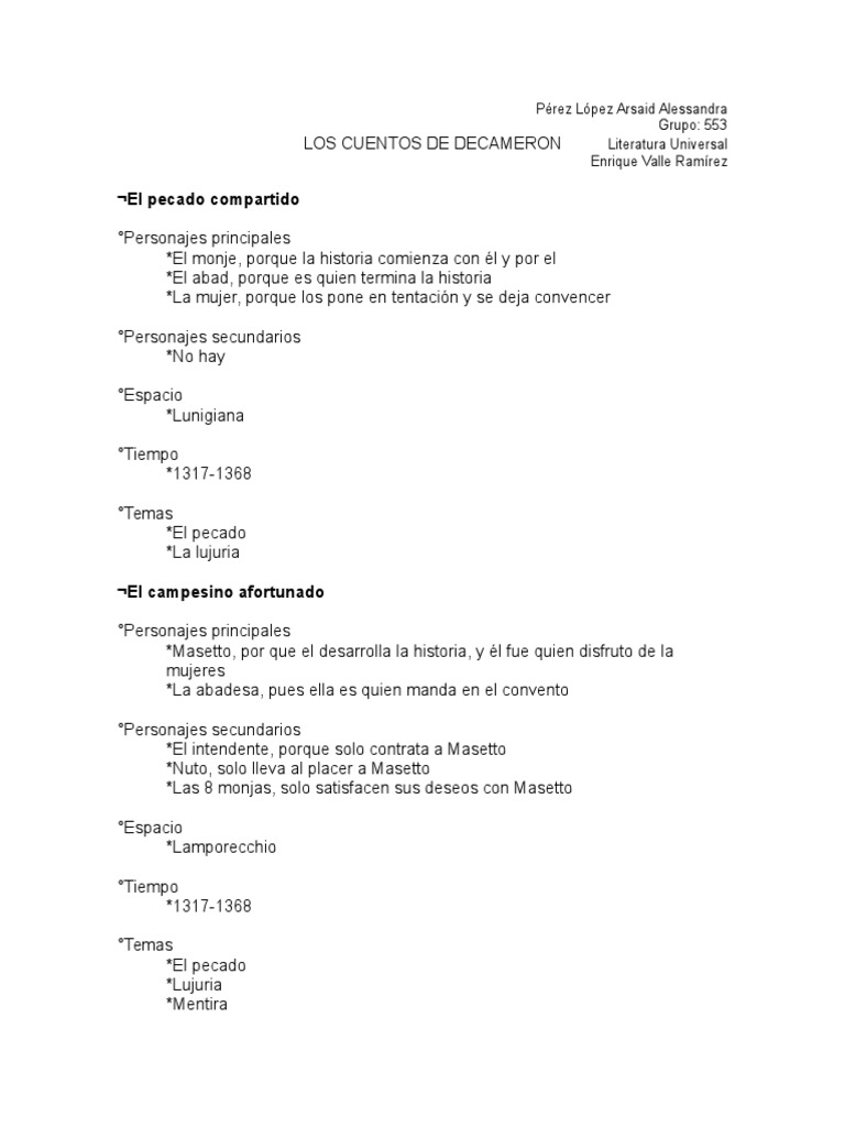 Decamerón | PDF | Infidelidad | Amor
