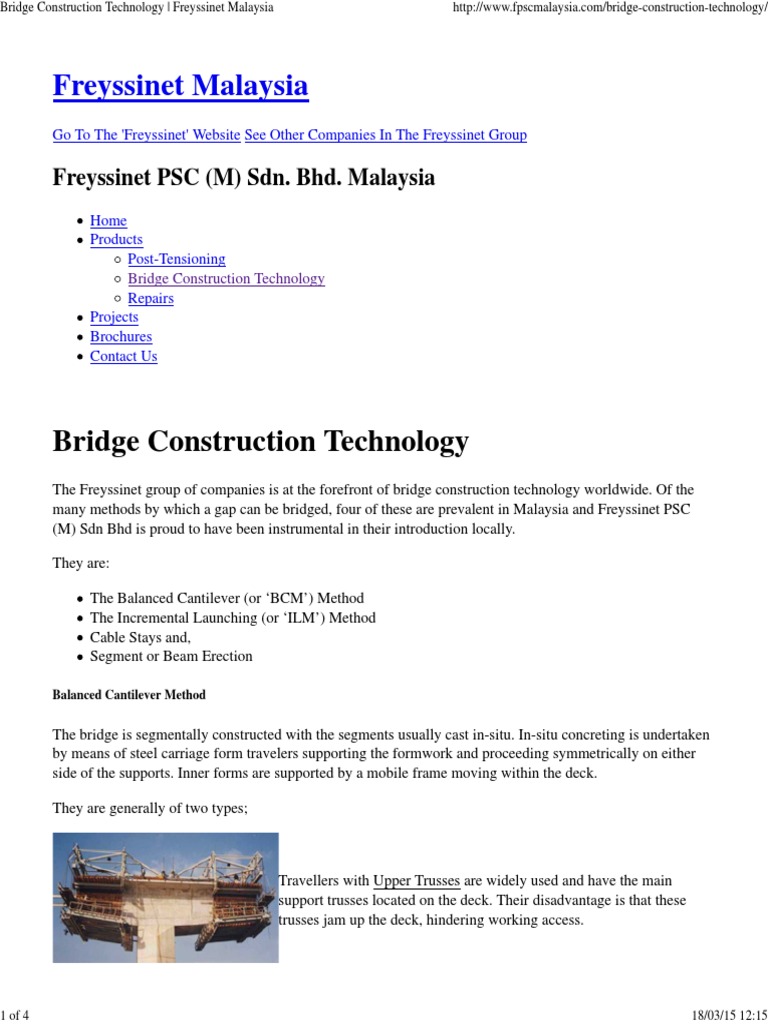 Bridge Construction Technology - Freyssinet Malaysia | PDF | Crane ...