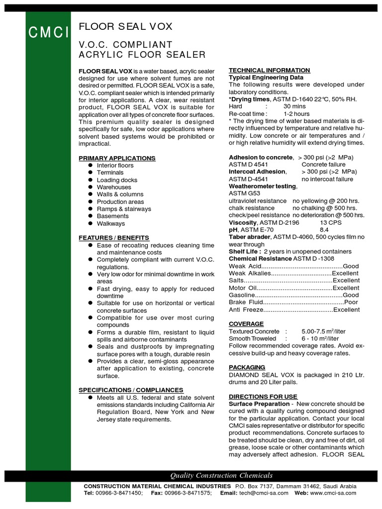 Floor Seal Vox | PDF | Adhesive | Concrete