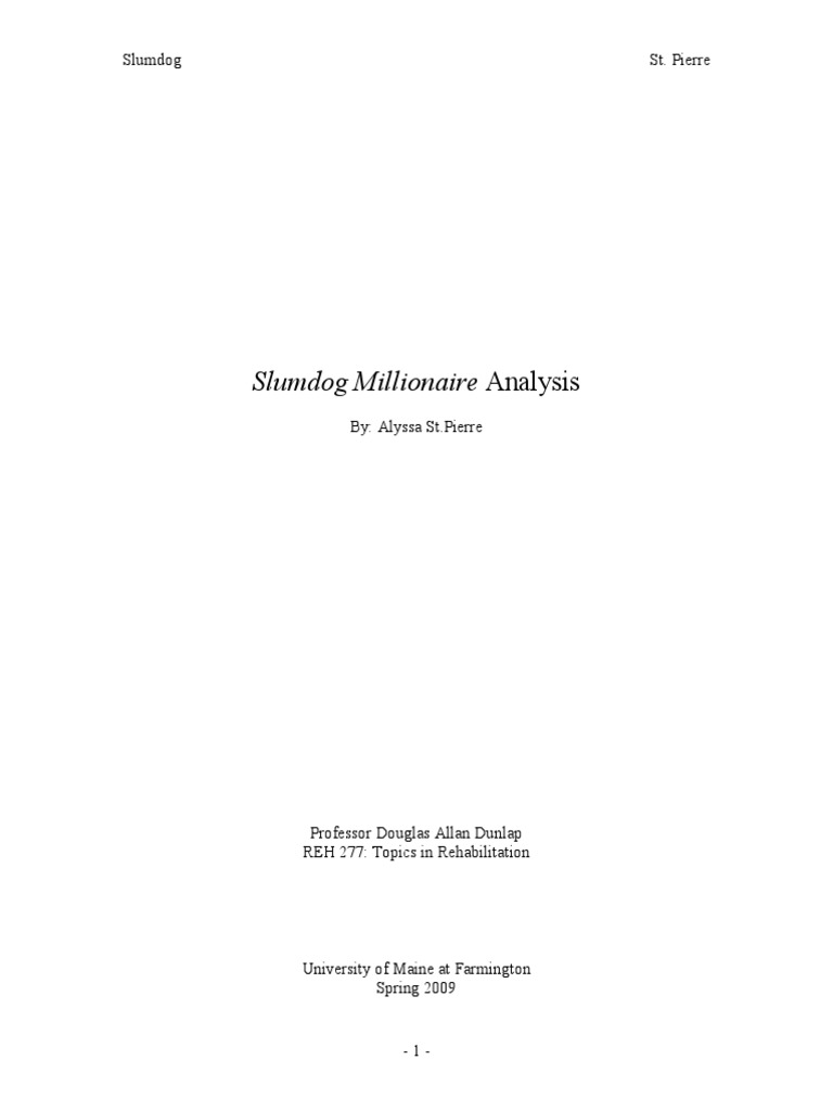 Slumdog Millionaire Analysis | PDF | Sports & Recreation | Social Science