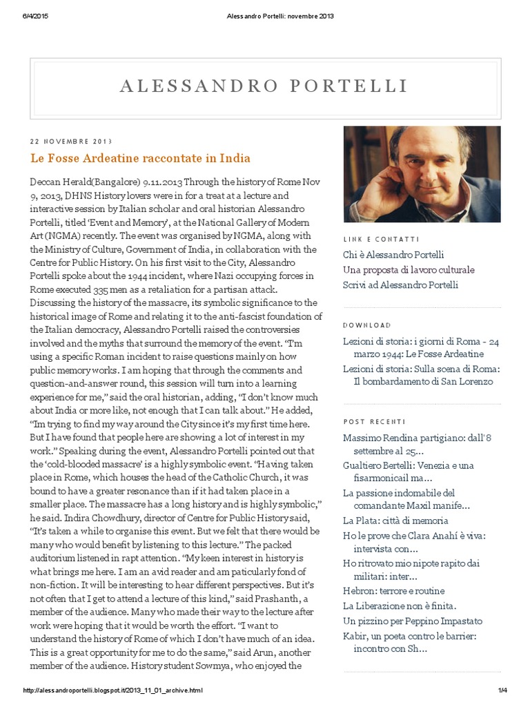 Portelli on Fosse Ardeatine Massacre | PDF | Nazi Germany | Unrest