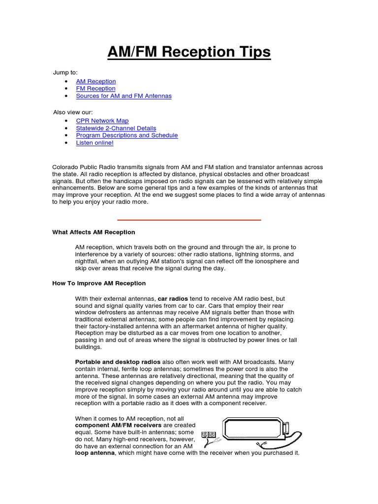 Improve AM FM Reception Tips | PDF | Am Broadcasting | Antenna (Radio)