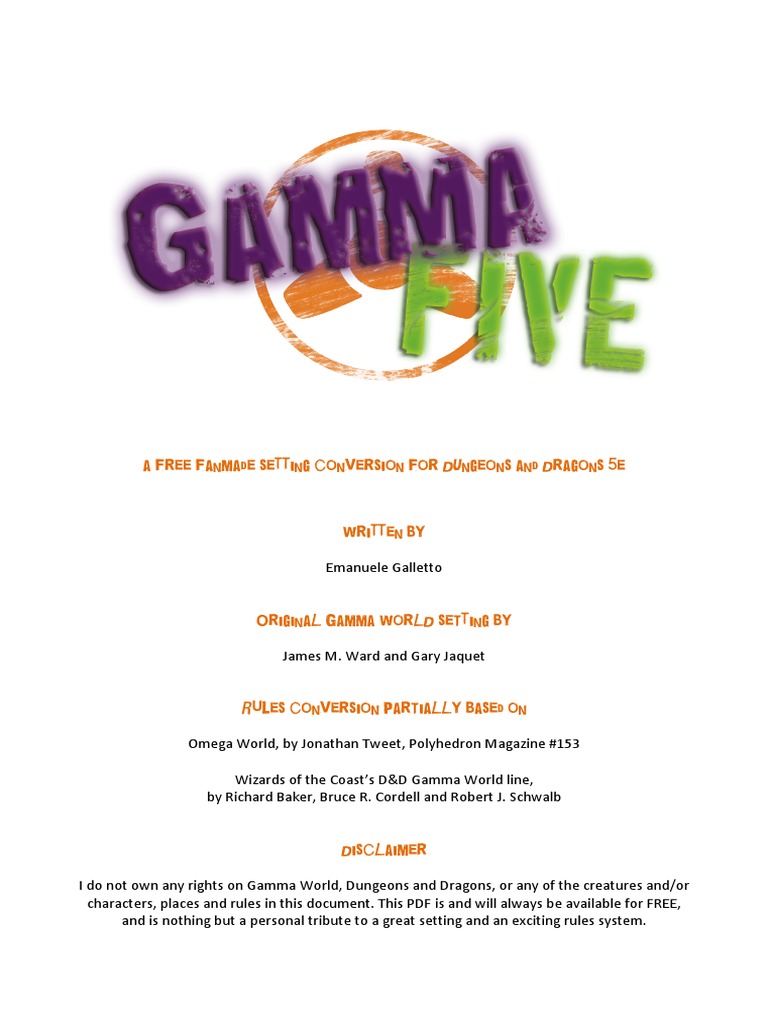 Gamma World For 5th Ed | PDF | Nature | Leisure