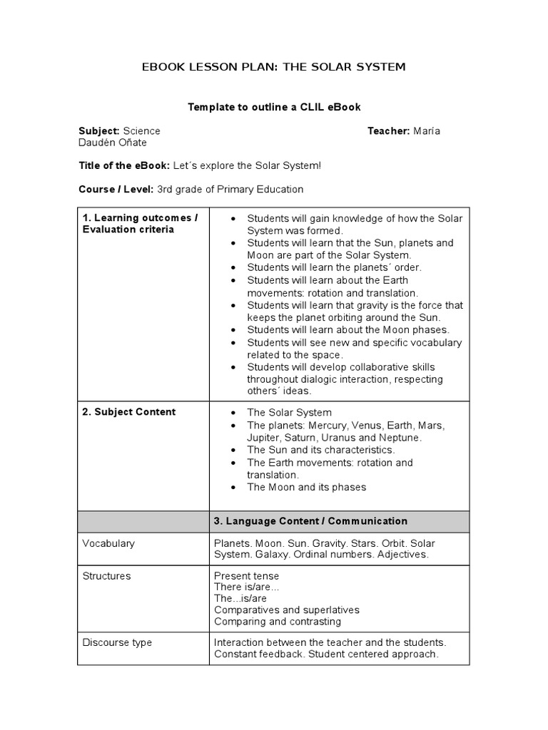 Solar System Unit Plan