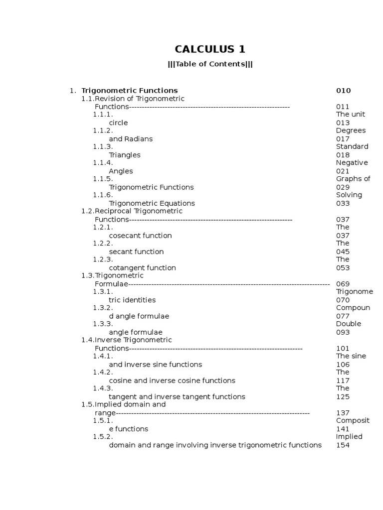 Calculus 1 Table of Contents | Trigonometric Functions | Complex Number