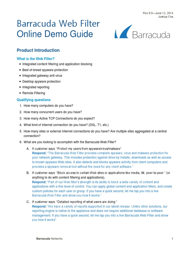 Barracuda Web Filter Demo Guide | PDF | Spyware | Proxy Server