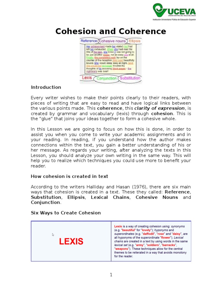 Cohesion and Coherence | Teachers | Essays