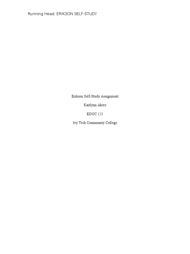 Erikson Self Study Assignment | PDF | Developmental Psychology | Social Psychology