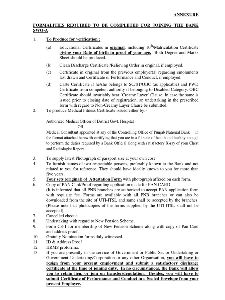 1.annexure Joining Formalities Clerk | PDF | Government Information ...