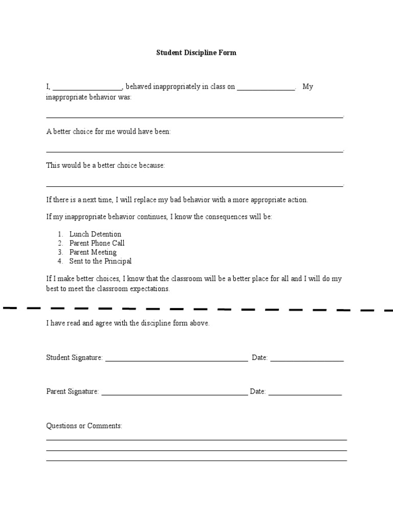 Student Discipline Acknowledgment Form | PDF | Career & Growth | Wellness