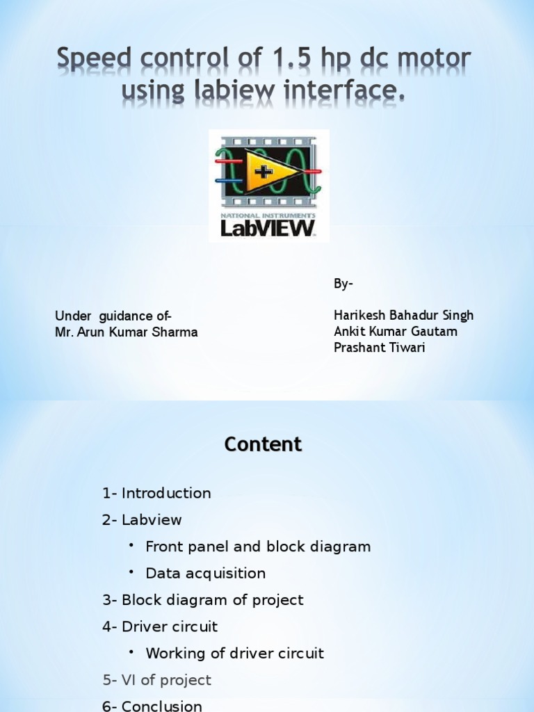 Presentation On Speed Control of 1.5 HP DC Motor by Open Loop Control ...