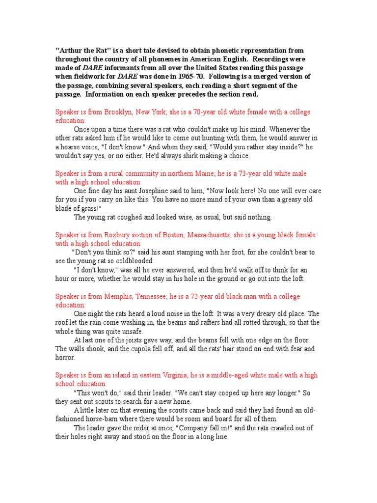 Arthur The Rat | PDF