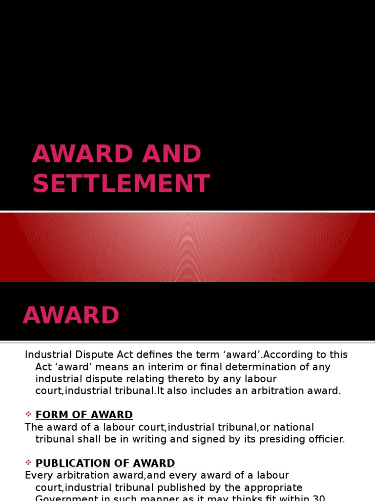 Understanding Awards and Settlements in Labour Law | PDF | Arbitration ...