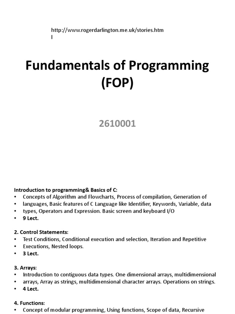 FOP Material Up To Unit - 5 | PDF | Assembly Language | Computer Program
