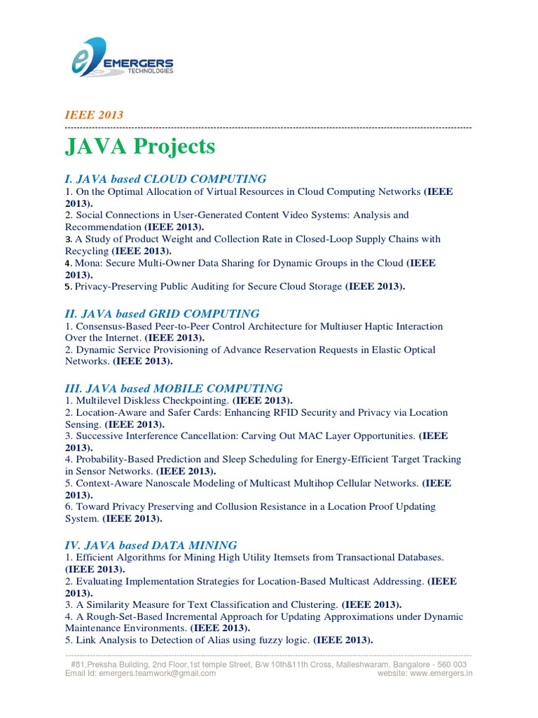 IEEE 2013 Java and DotNet Projects Report | PDF | Android (Operating System) | Surveillance