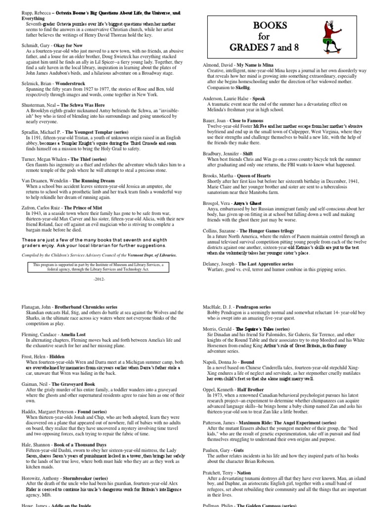 Books For GRADES 7 and 8: Everything | PDF | Books