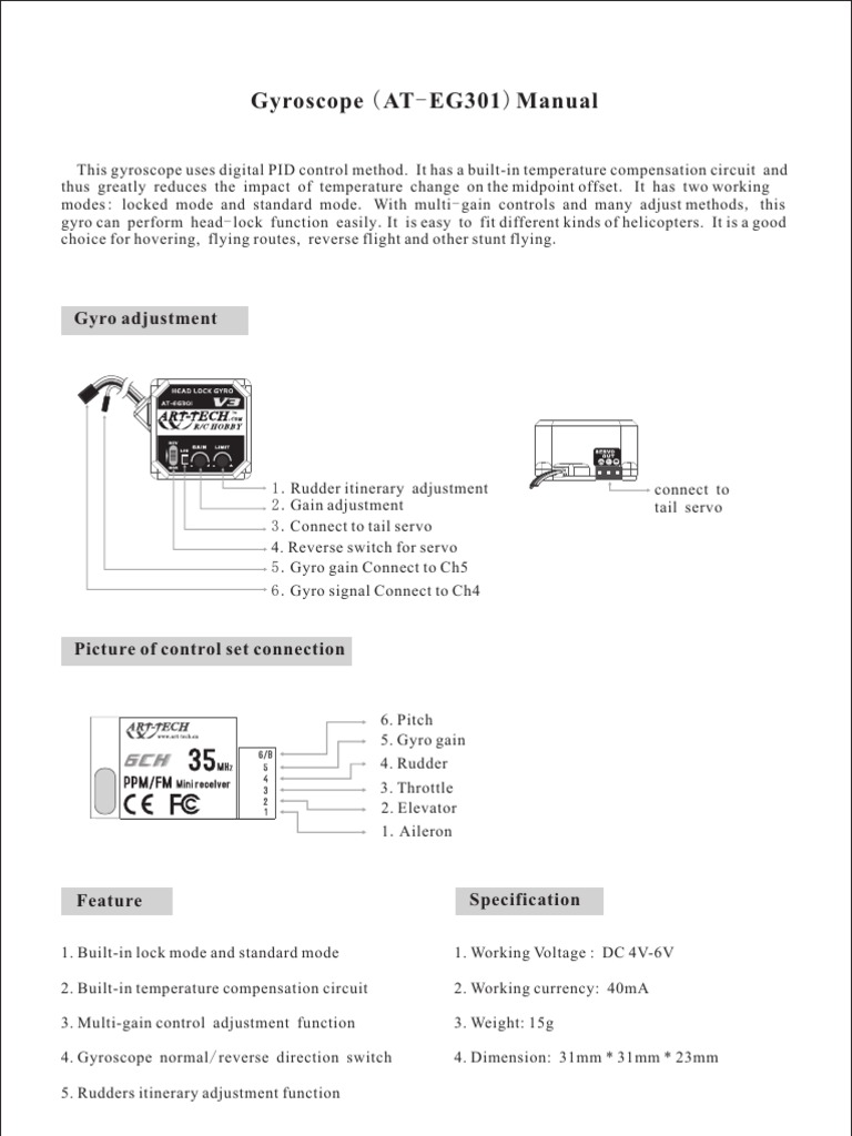 V3 Gyro Manual en | PDF | Gyroscope | Servomechanism