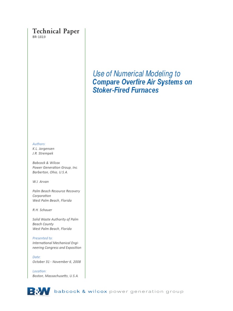 Use of Numerical Modeling To Compare Overfire Air Systems On Stoker ...
