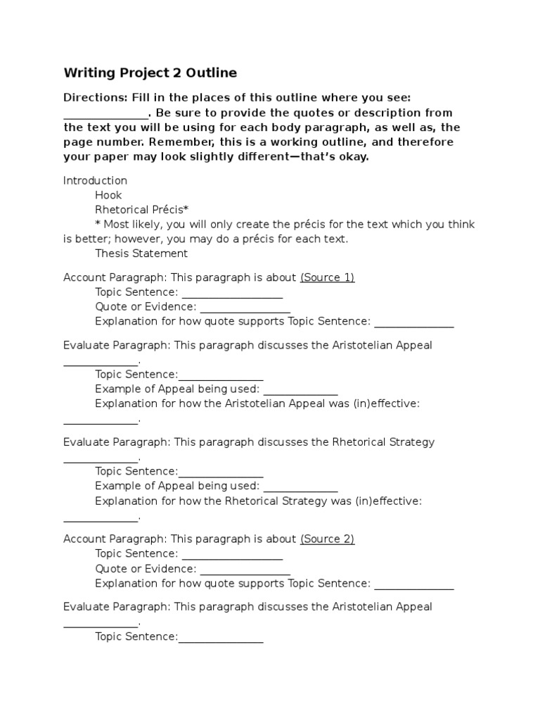 Aristotelian Outline for Writing Project | PDF