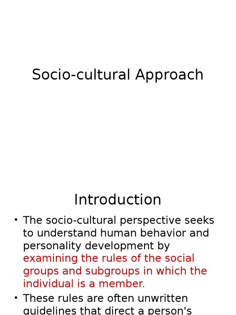 Socio Cultural Approach | PDF