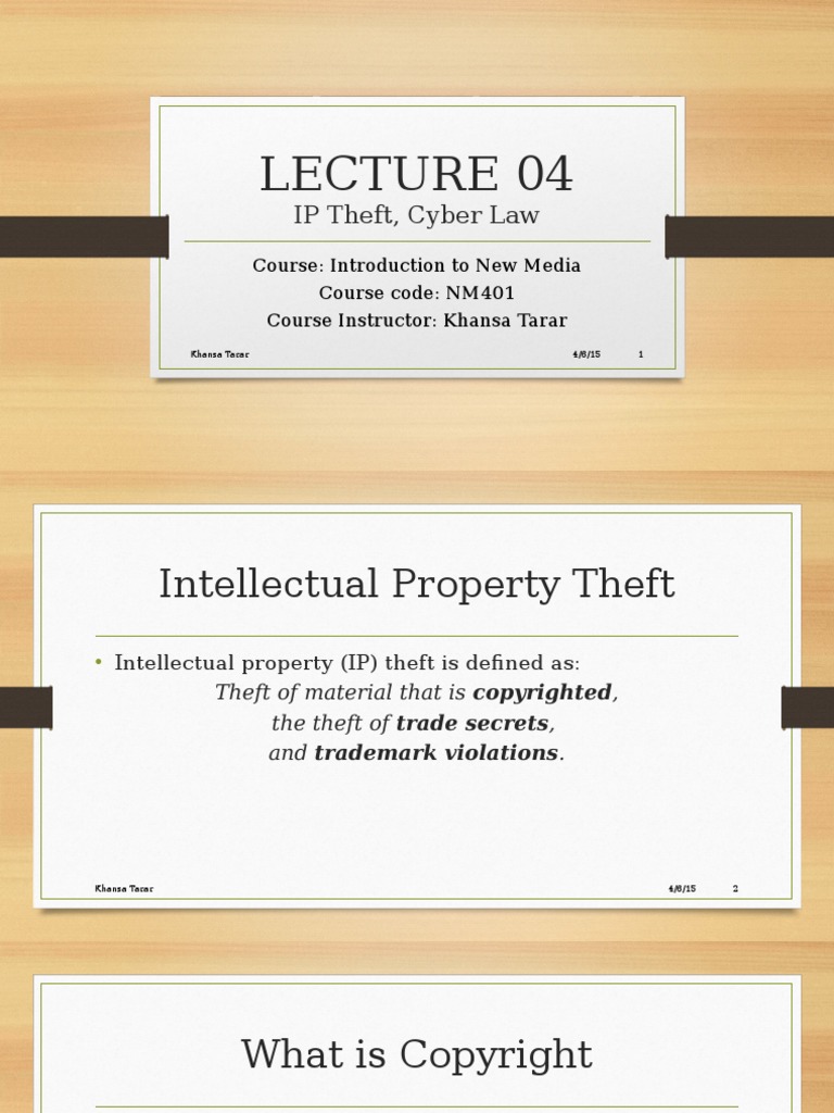 Understanding IP Theft and Cyber Law | PDF