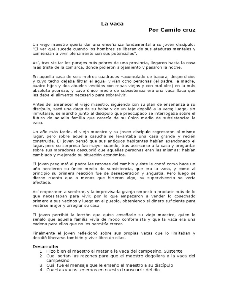 La Vaca Camilo Cruz | PDF | Vacas | Pobreza