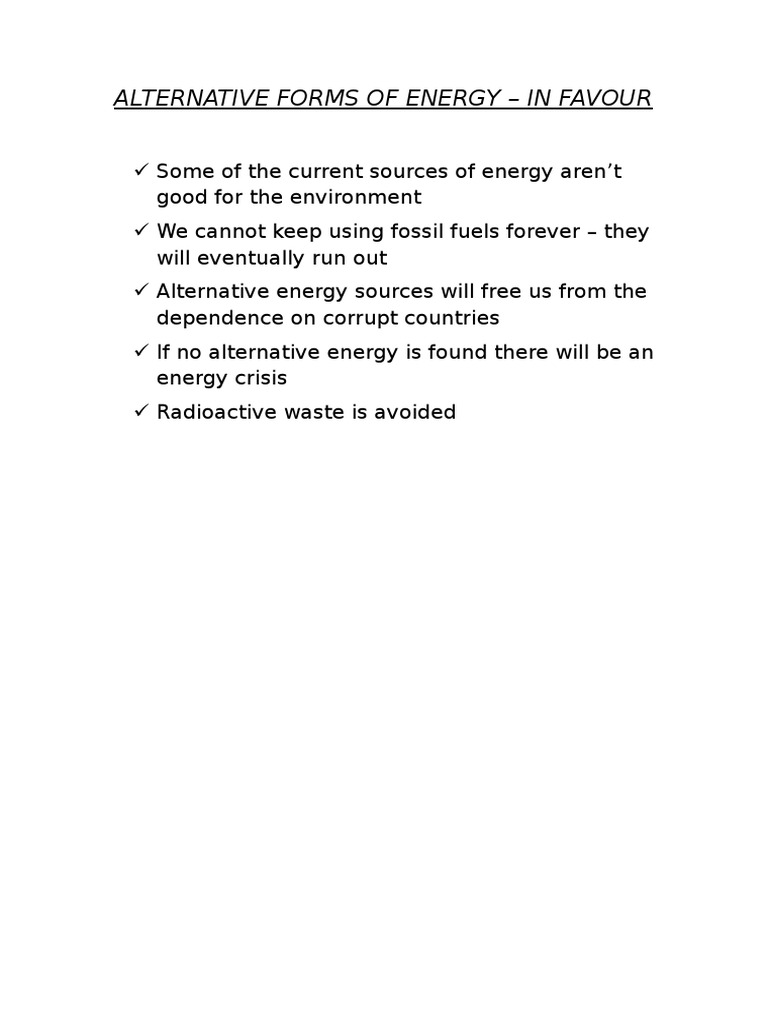 Alternative Forms of Energy | PDF