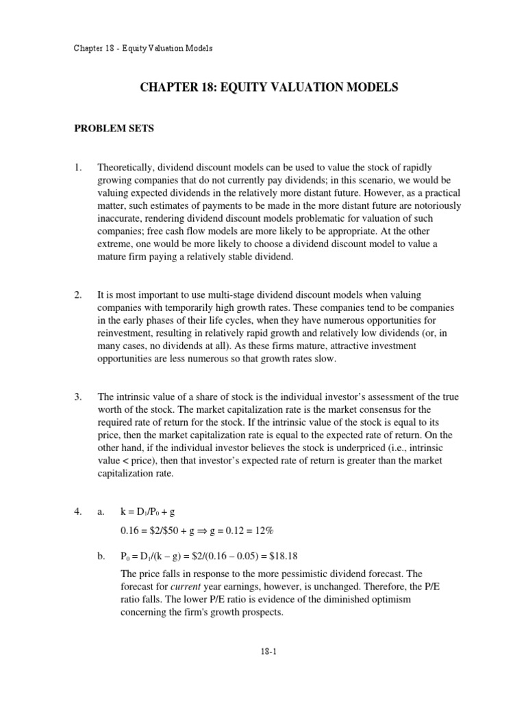 Chapter 18 - Equity Valuation Models | PDF