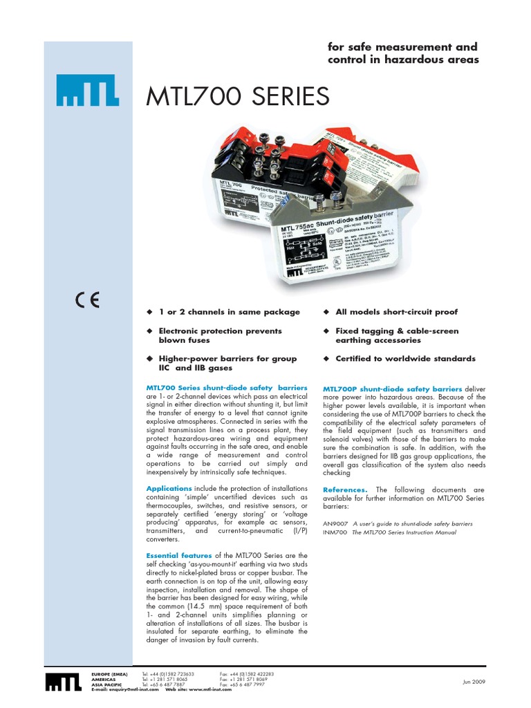 Mtl700 Series: For Safe Measurement and Control in Hazardous Areas ...