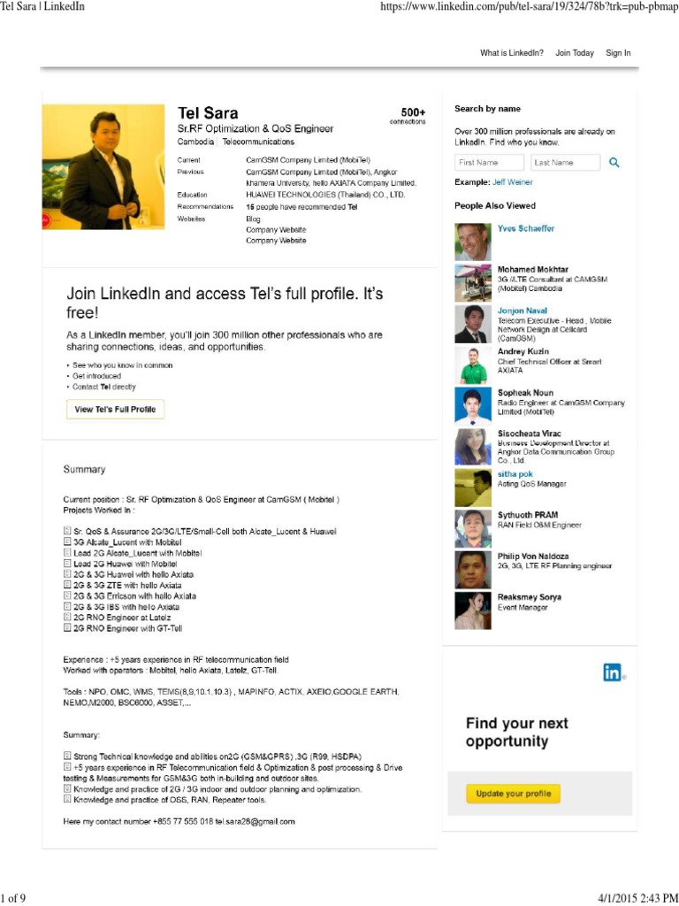 Telecommunication Profile | PDF | Linked In | Computer Network