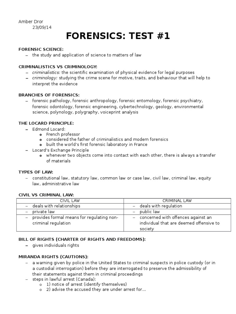 Forensics Test 1 | PDF | Forensic Science | Evidence
