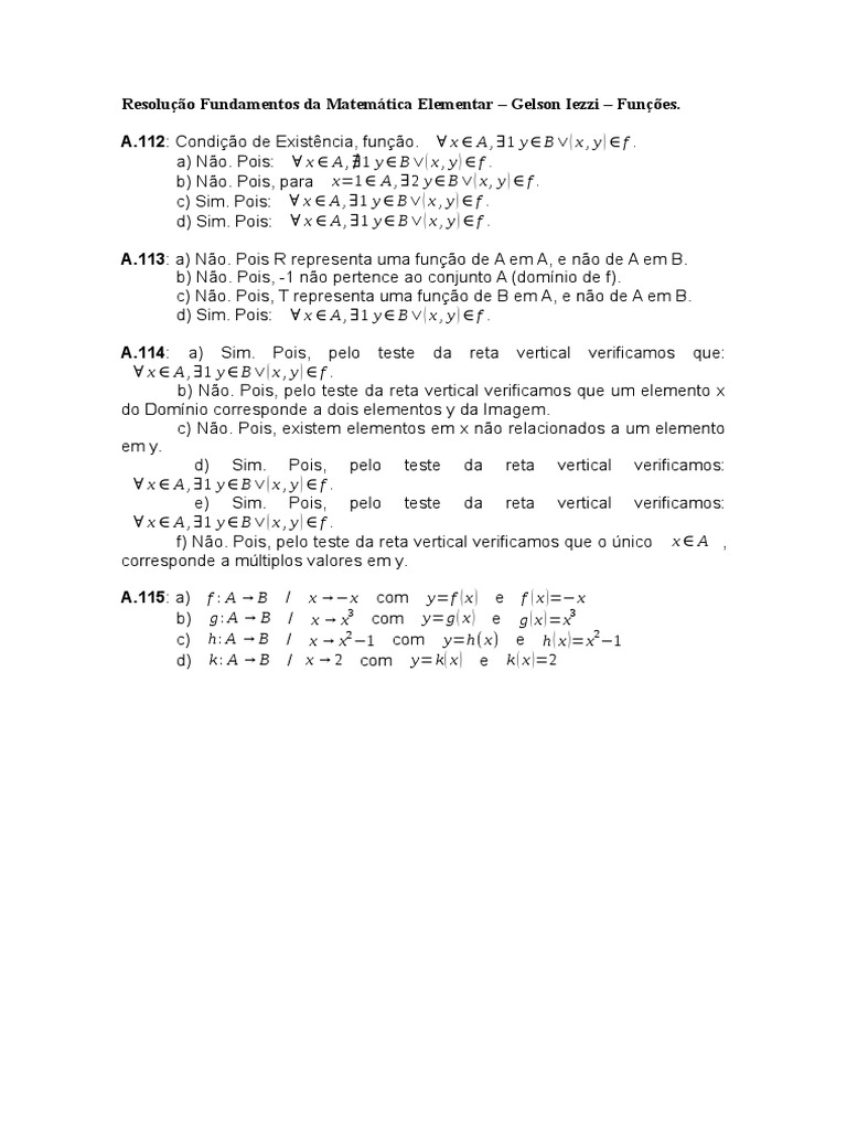 Resolução Fundamentos Da Matemática Elementar Vol.1 | PDF