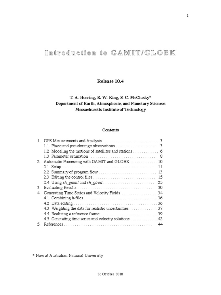 An Introduction to GAMIT/GLOBK: A Comprehensive Guide to GPS Analysis ...