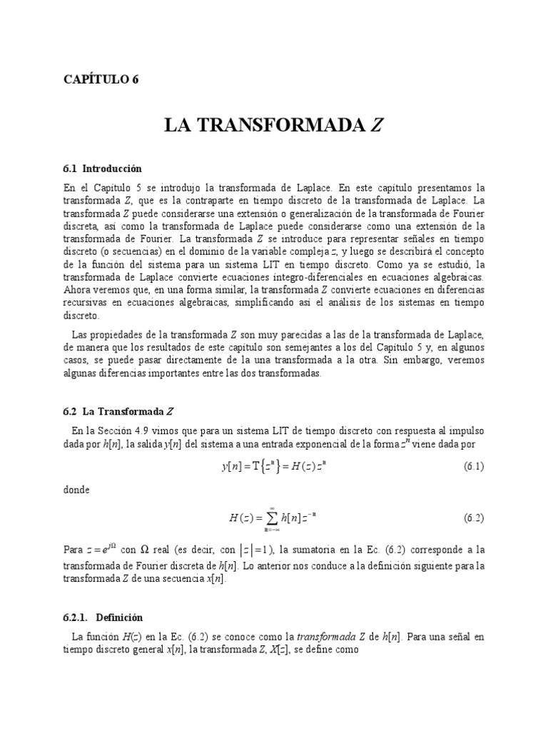 Transformada Z | PDF | Análisis de Fourier | Ecuaciones