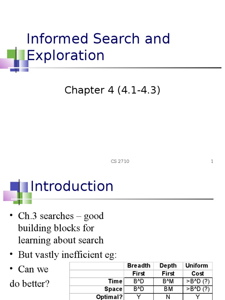 Informed Search and Exploration: Chapter 4 (4.1-4.3) | PDF | Operations Research | Computer Science