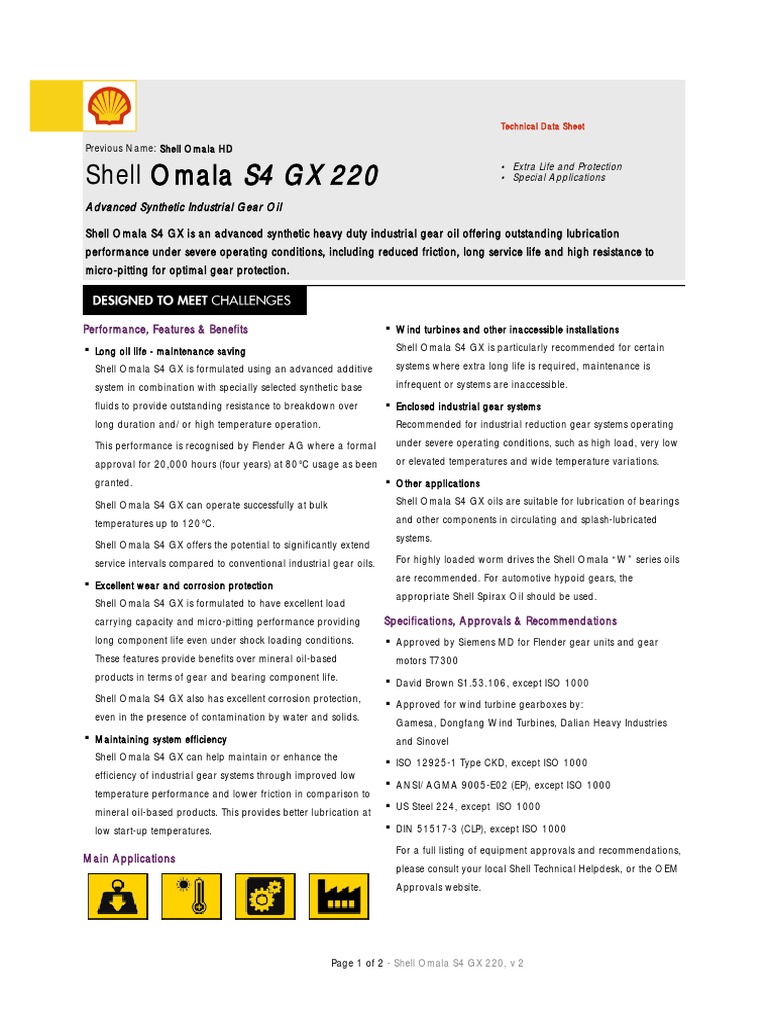 Shell Omala S4 GX 220 (en) TDS v2 | Gear | Motor Oil