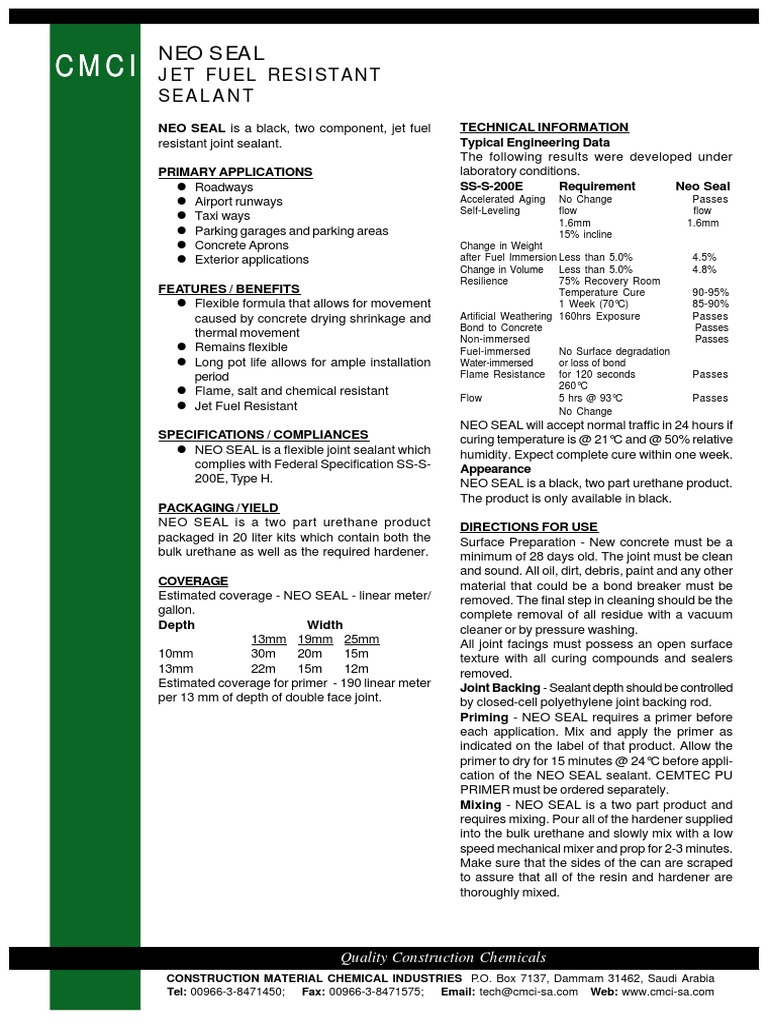 Neo Seal | PDF | Concrete | Industries