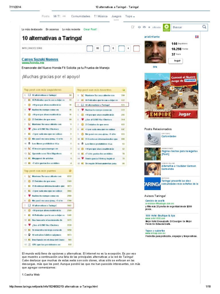 10 Alternativas A Taringa! | PDF | Foro de Internet | Blog