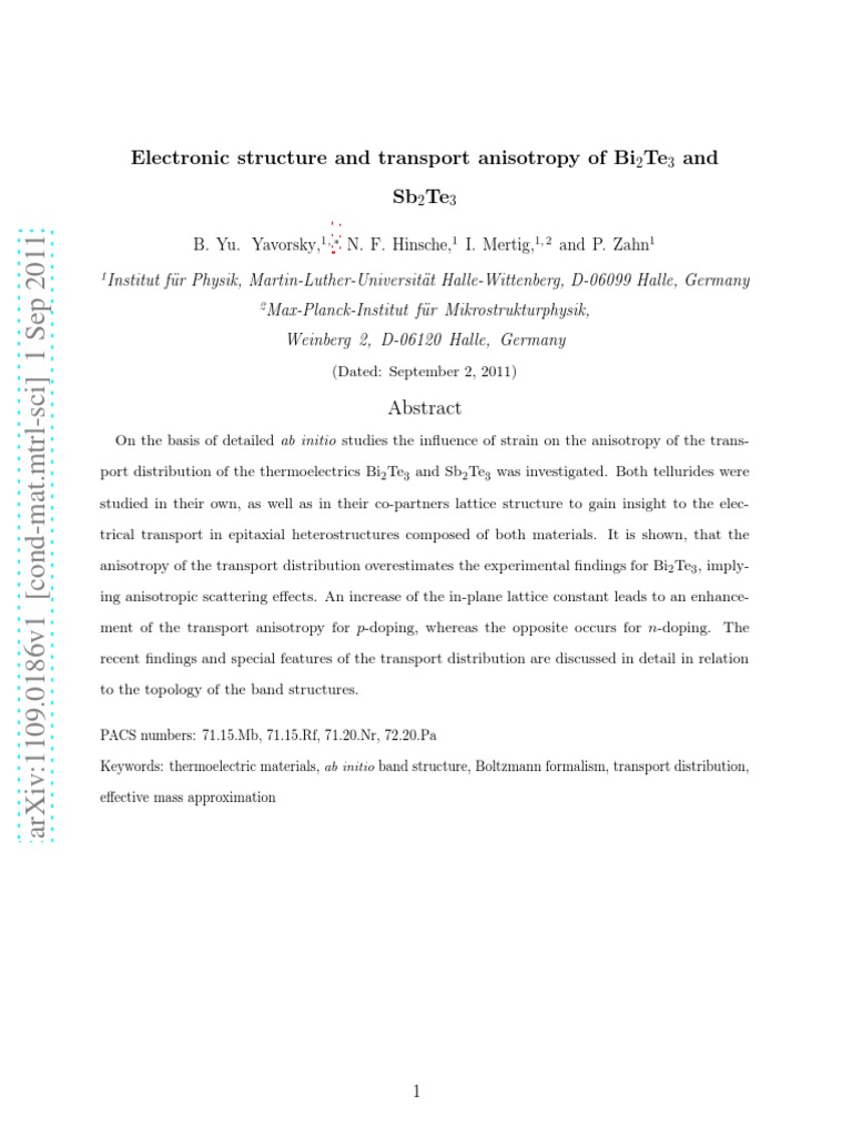Transporte en Bi2Te3 PDF | PDF | Electronic Band Structure | Crystal ...