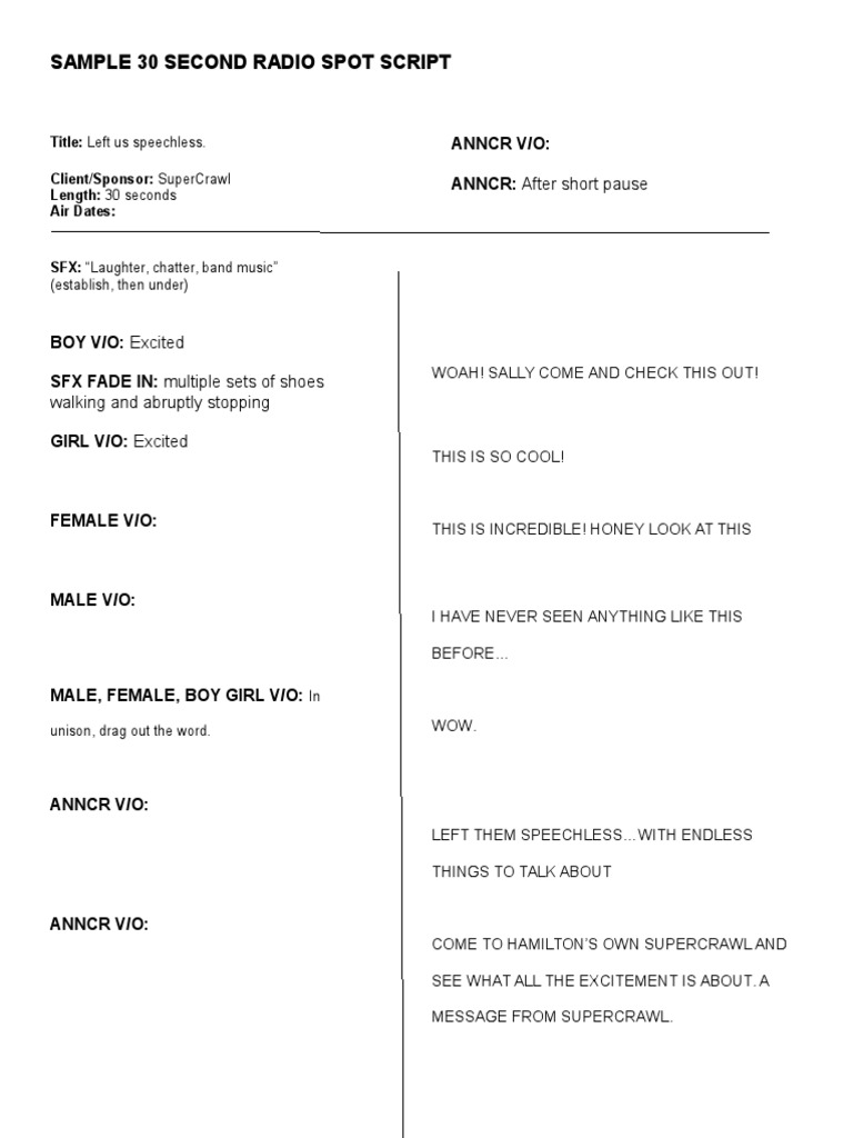 SuperCrawl 30-Second Radio Script | PDF