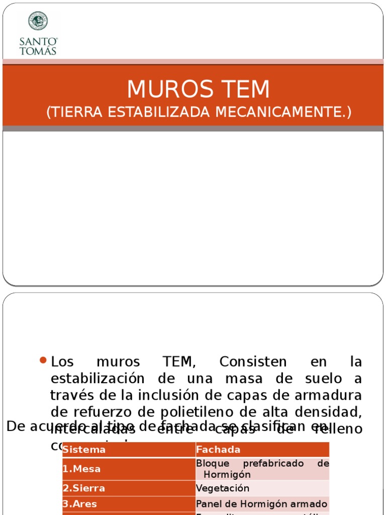 MUROS TEM (Tierra Mecánicamente Estabilizada) | PDF | Techo | Hormigón