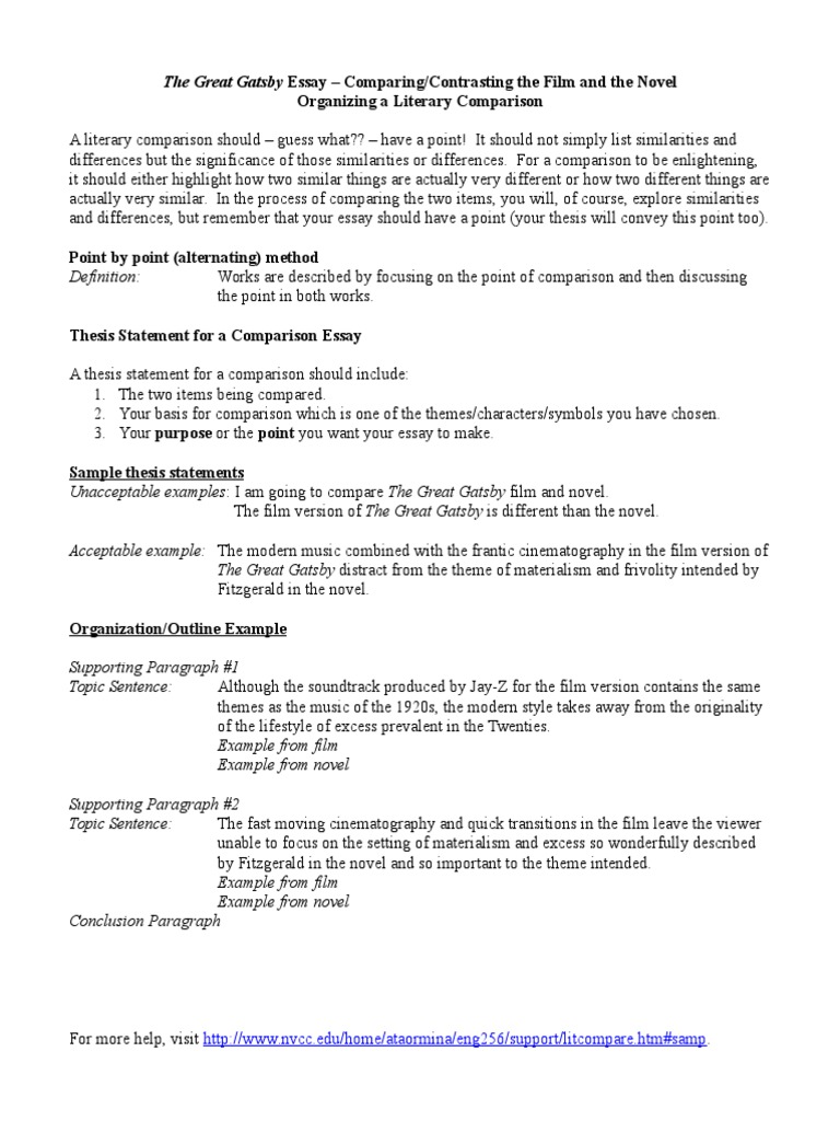 Literary Comparison Guide | PDF | The Great Gatsby | Essays