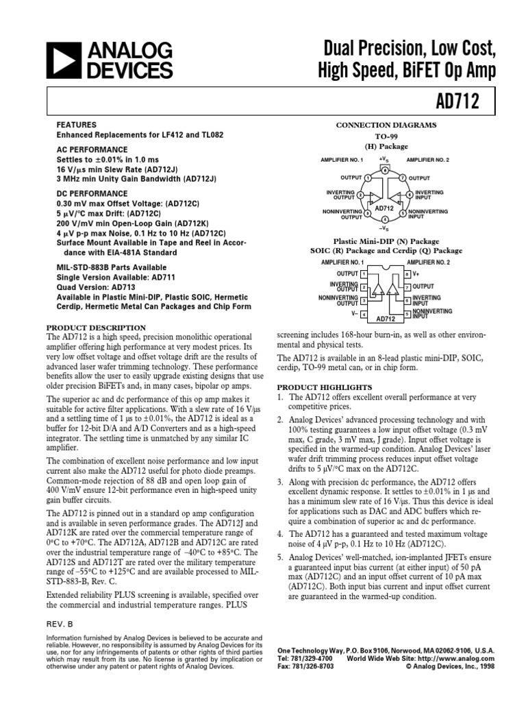 Datasheet PDF | PDF | Amplifier | Operational Amplifier