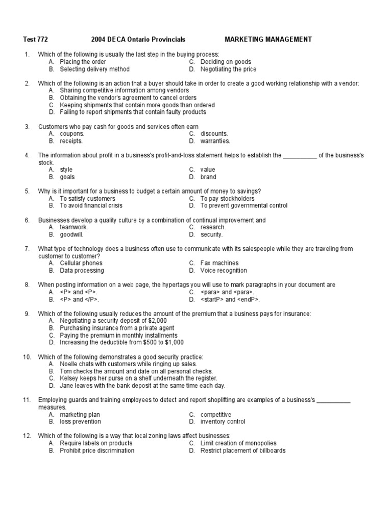 2004 MMS Exam and Key | PDF | Credit (Finance) | Marketing Research